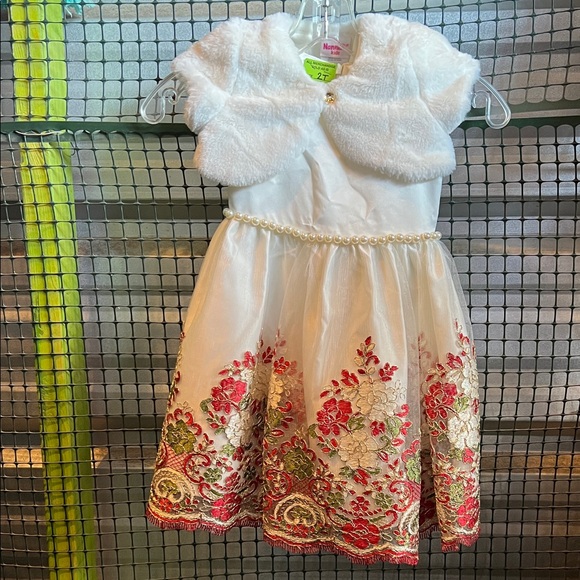 Nannette | Dresses | Nannette White And Red Floral Kids Formal Dress ...